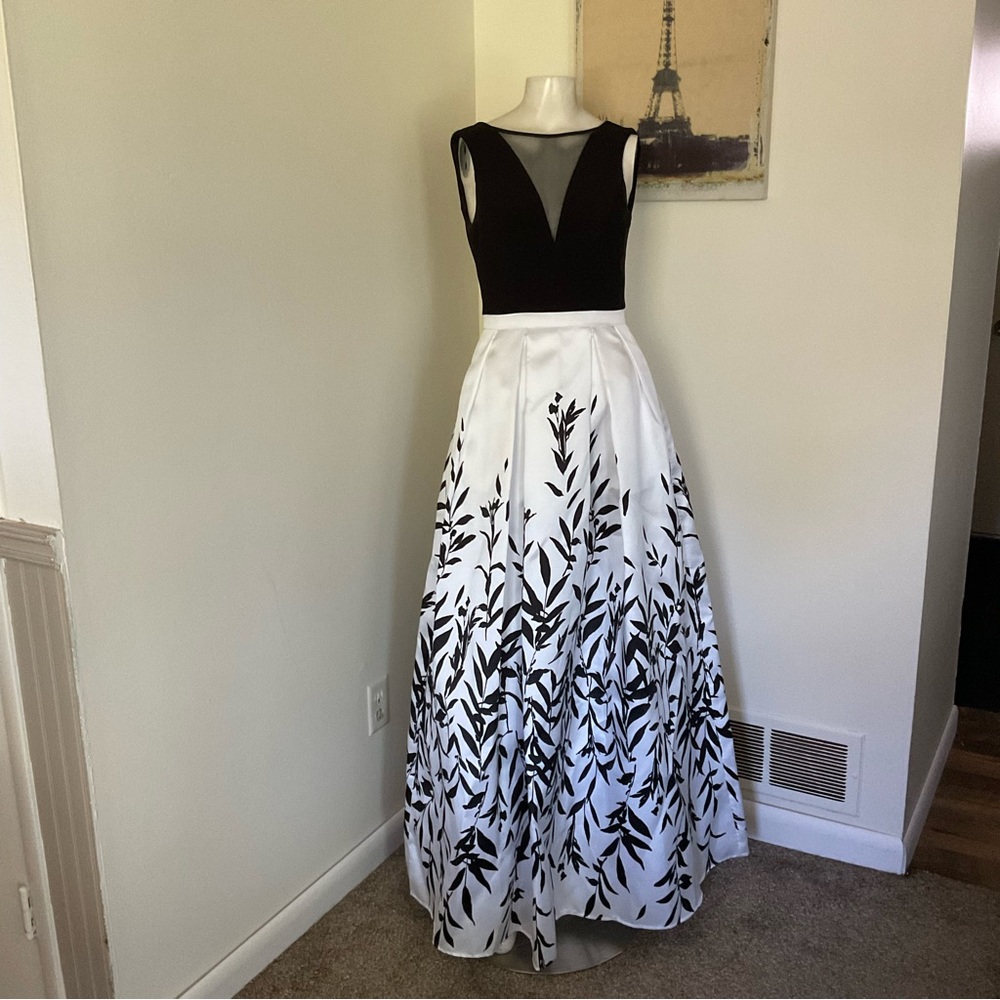 Morgan & Co Black White Maxi Prom Dress 1 - Gem